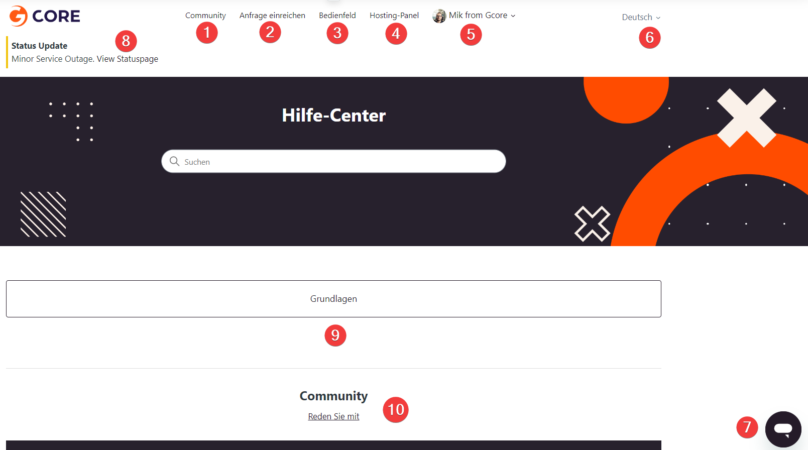 Gcore HC-Übersicht – Gcore Hilfe-Center